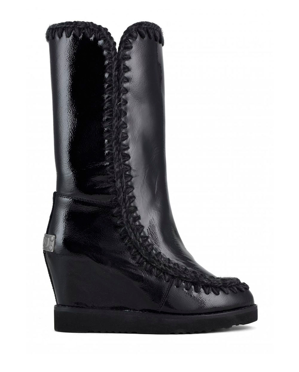 Mou French Toe tall wedge charol negro – Suma s Moda